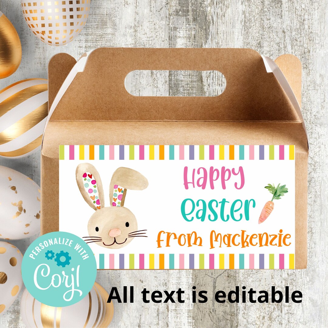 Easter Gable Box Editable Label, Instant Download, Easter Party Box ...