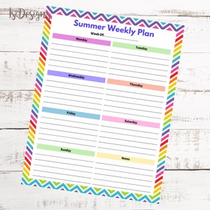 Printable Summer Planner for Kids, Instant Download, Fillable PDF ...