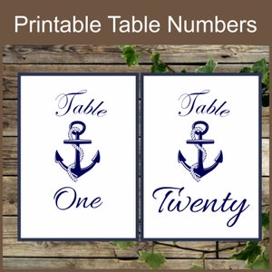 Printable Table Numbers, Nautical Table Numbers, Instant Download ...