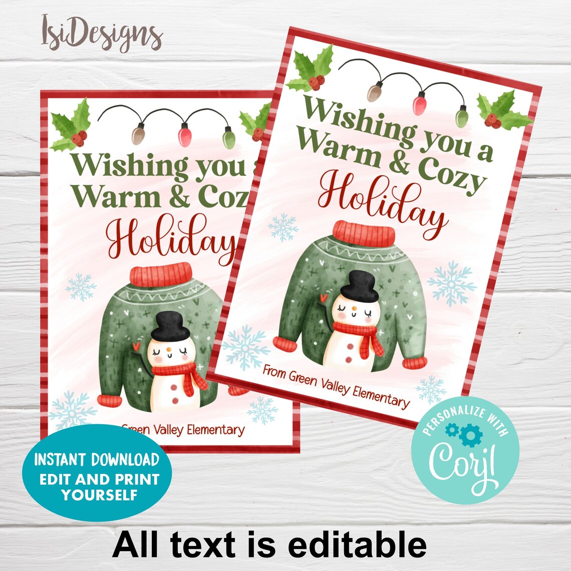 Christmas Gift Tag Wishing You a Warm and Cozy Holiday - Etsy