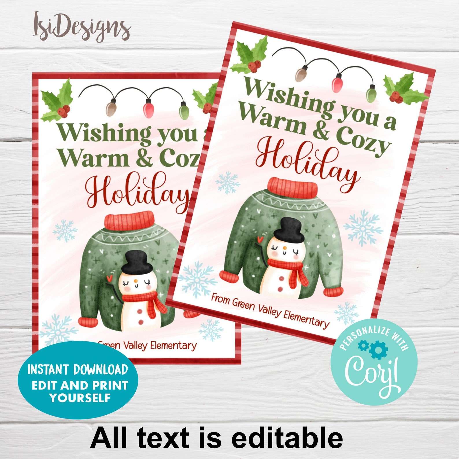 Christmas Gift Tag Wishing You a Warm and Cozy Holiday - Etsy