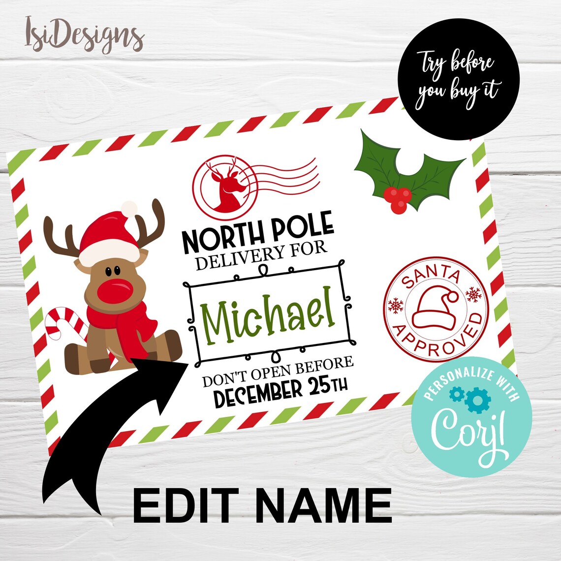 Editable Christmas Gift Tags North Pole Shipping Labels Mail - Etsy