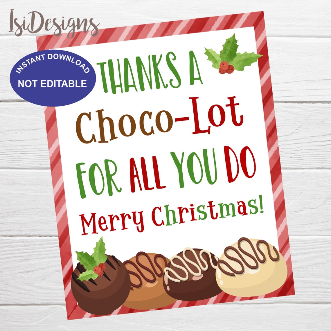 Chocolate Christmas Appreciation Sign Teacher and Staff - Etsy