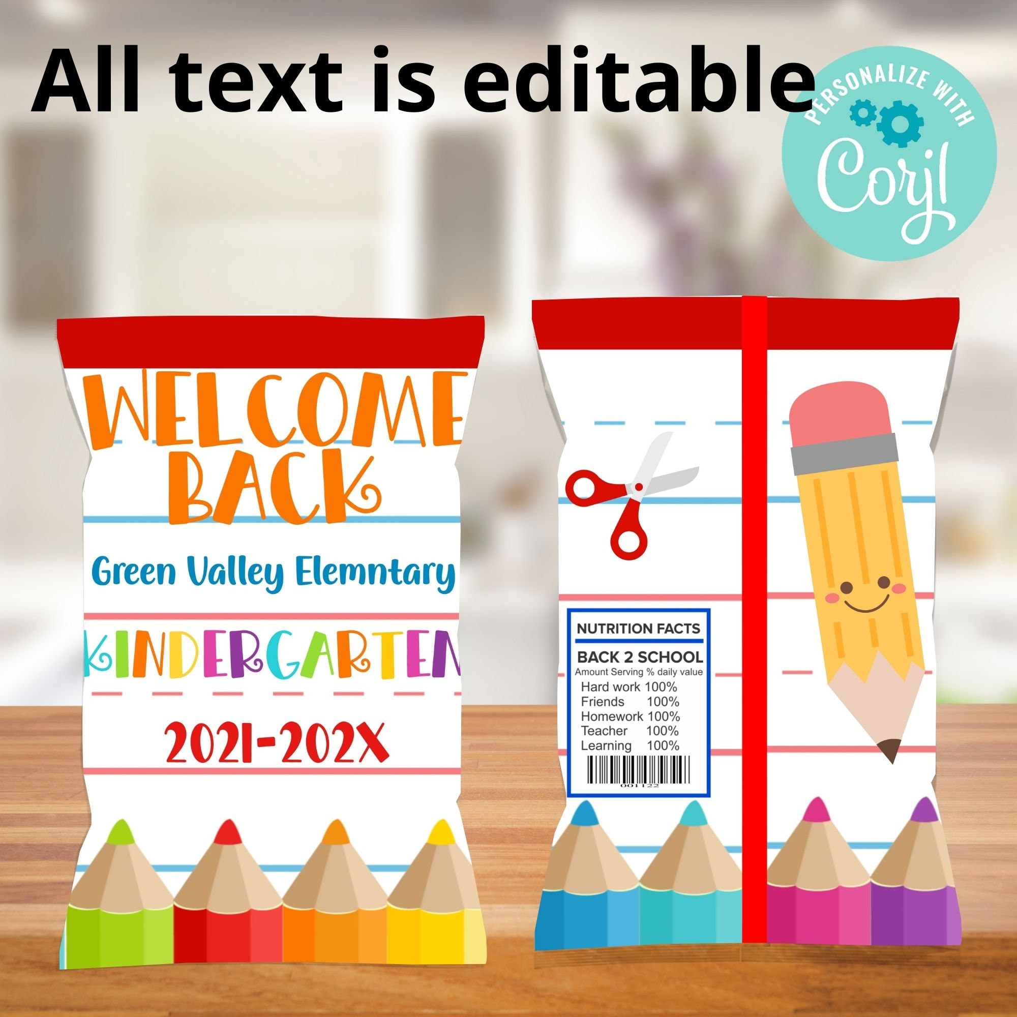 Welcome Back Chip Bag Wrapper, Back to School Chip Bag, Instant ...