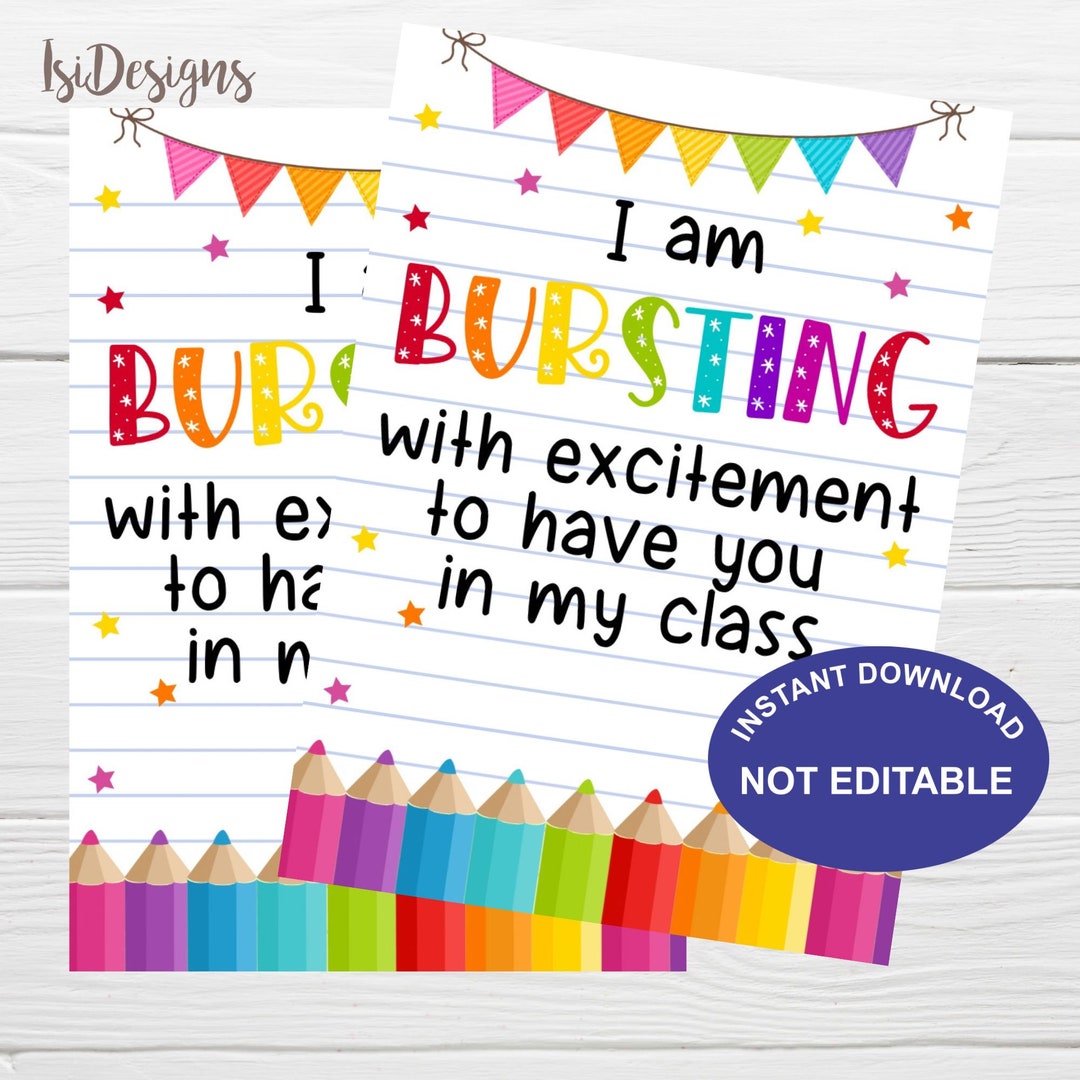 Bursting With Excitement to Have You in My Class Gift Tag, Back to ...
