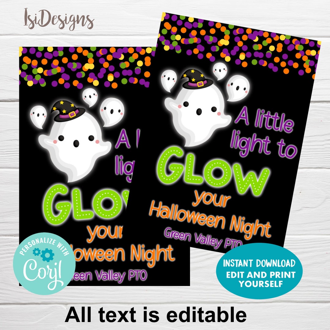Glow Stick Gift Tags, Glow Your Halloween Night Tags, Halloween Party ...