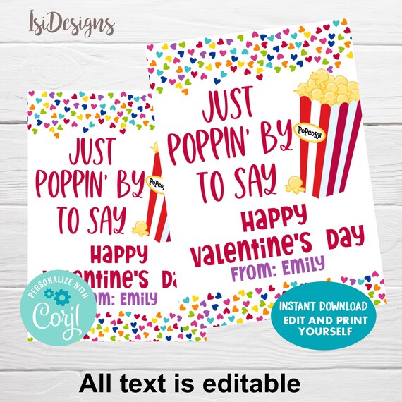 Just Poppin by to say Happy Valentine's Day Gift Tag, Preschool ...