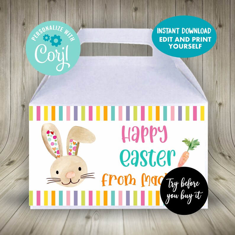 Easter Gable Box Label Easter Treat Box Tag Instant - Etsy