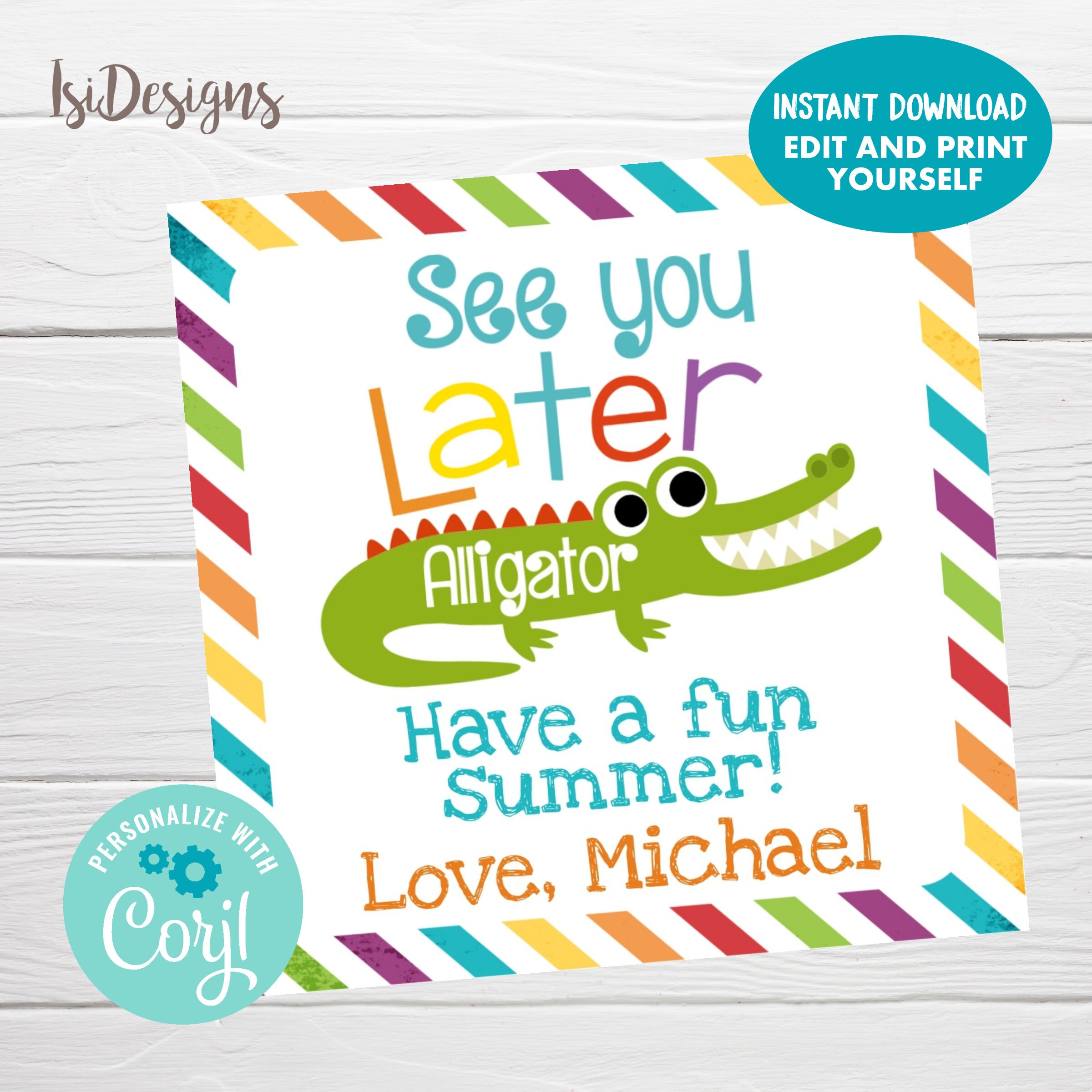 Last Day of School Editable Favor Tags, See You Later Gift Tags ...