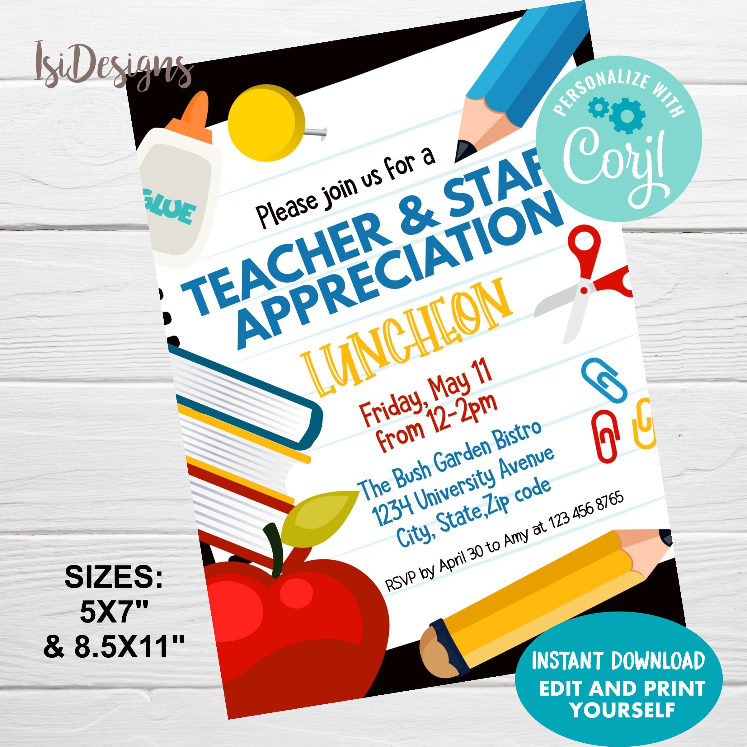 Teacher Appreciation Luncheon Invitation Friends Appreciation Week