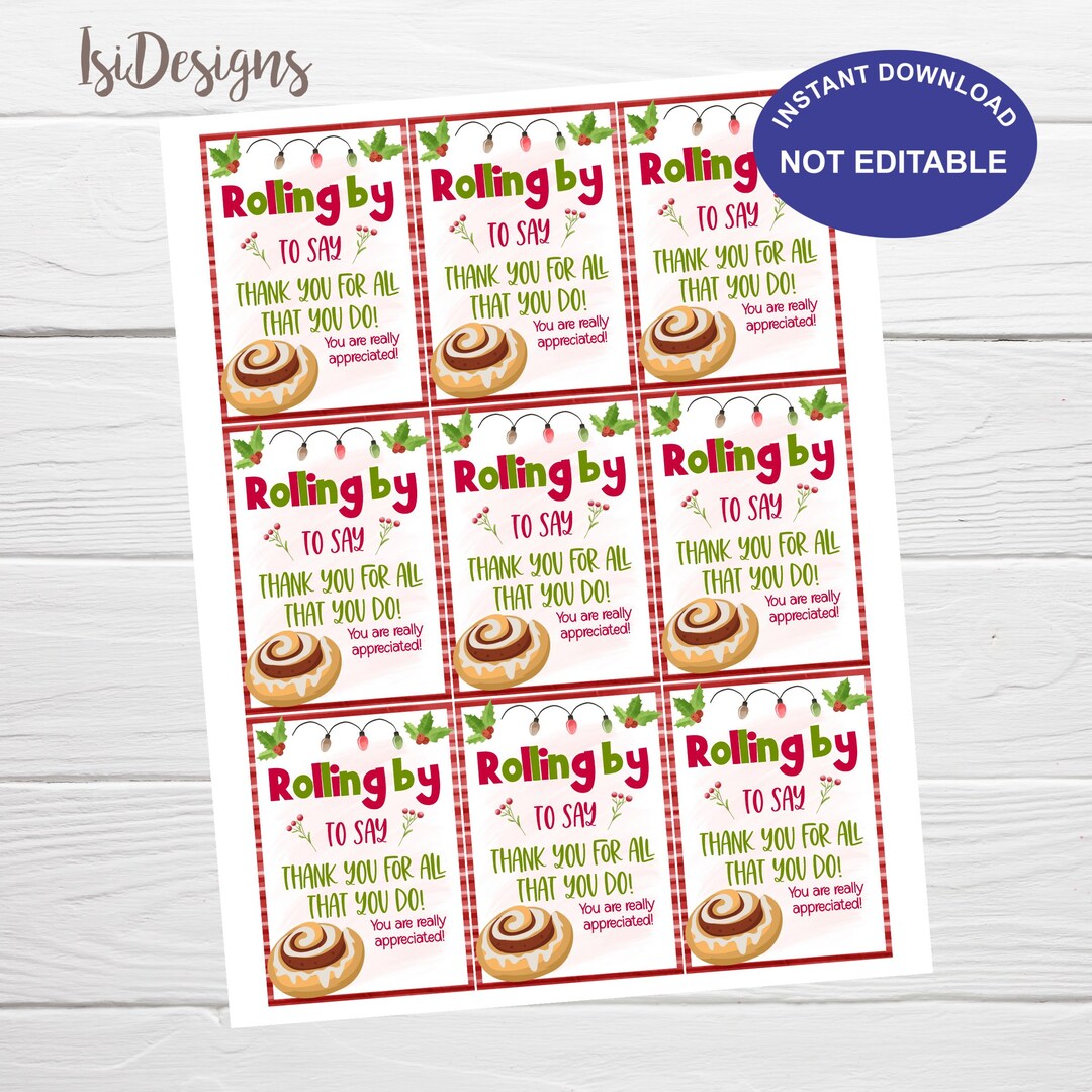 Rolling by Christmas Appreciation Thank You Tag Instant Download ...
