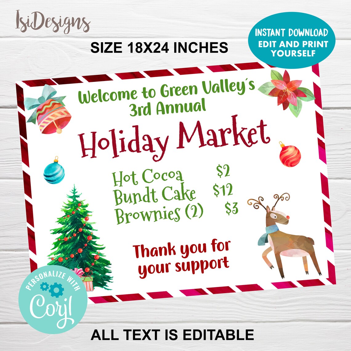 Holiday Market Editable Welcome Sign Christmas Craft Show - Etsy