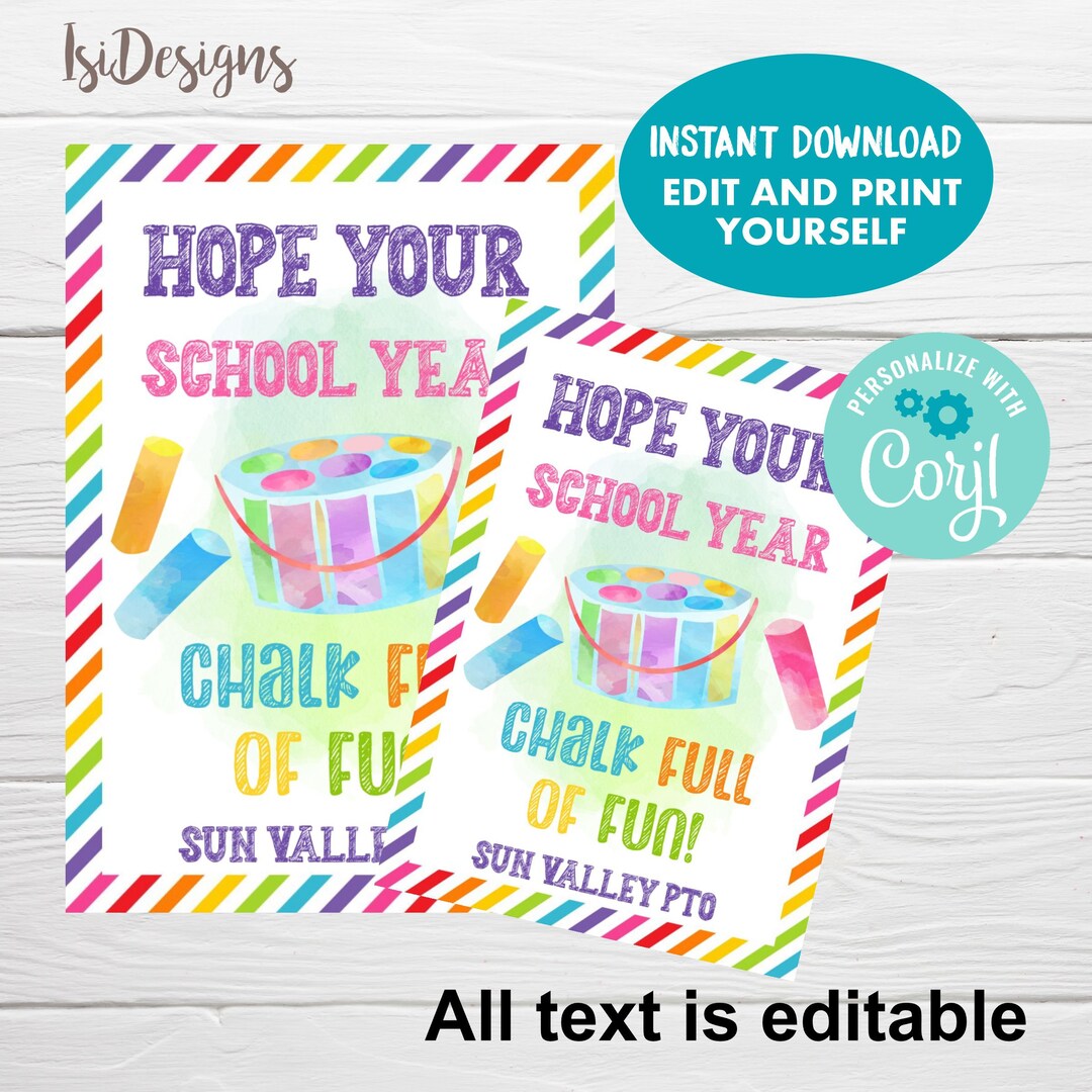 Chalk Full of Fun Gift Tags, First Day of School, PTA PTO Classroom ...
