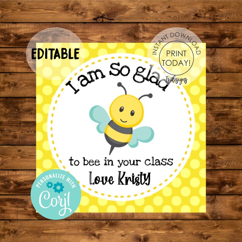 Back to school favor tags glad to bee in your class bee | Etsy