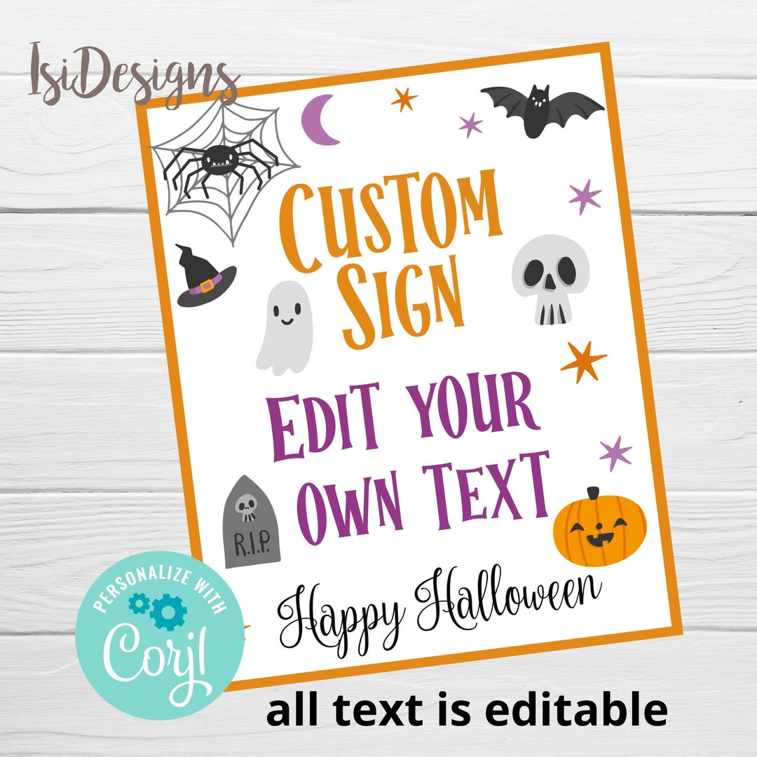 Fully Editable Halloween Custom Sign, Spooktacular Party Sign ...