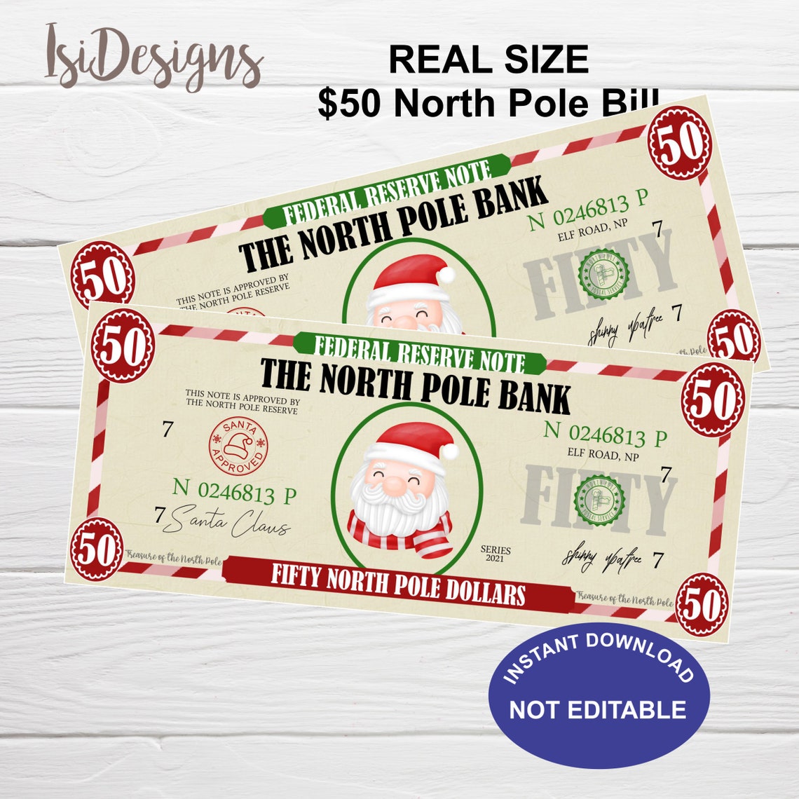 PRINTABLE Santa Claus Money Bundle Stocking Stuffer - Etsy
