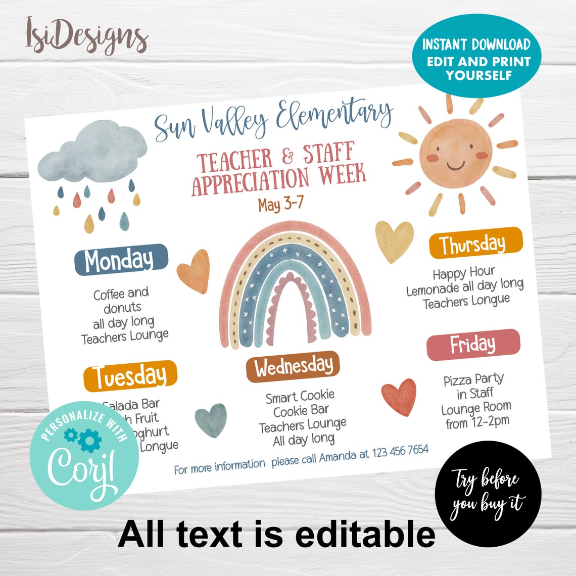 Teacher & Staff Appreciation Week Flyer Instant Download - Etsy