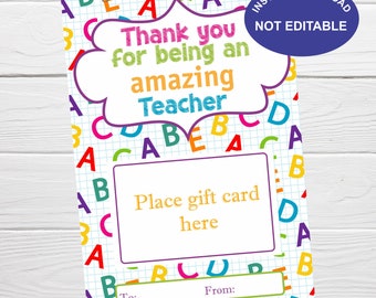 PRINTED Amazon Gift Card Holder, Thanks for Being so Amazing, Teacher ...