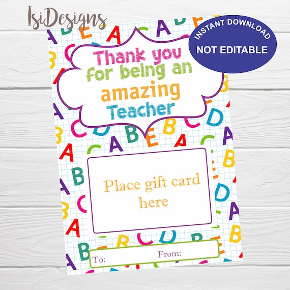 Thank you for being amazing, Teacher Appreciation Gift Card Holder ...