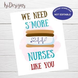 S'mores Nurses Sign, Printable Appreciation Sign, Instant Download, Wee ...