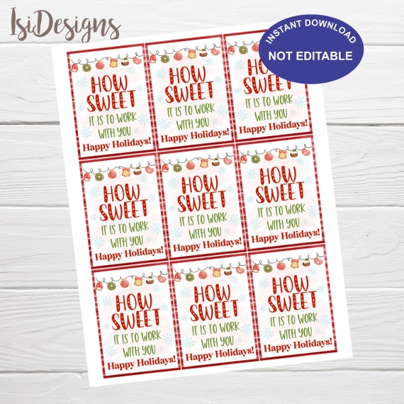 Christmas Appreciation Gift Tags, Sip Sip Hooray Have a Happy Holiday ...