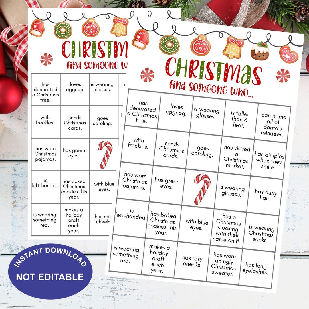 Christmas Find Someone Who Printable Bingo | Fun Holiday Game for All ...