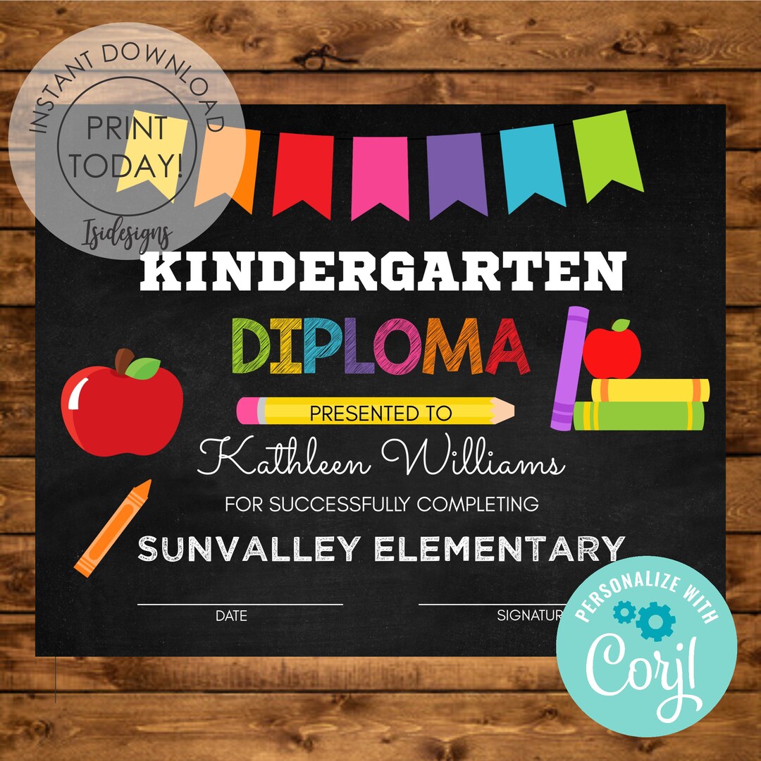 Editable Chalkboard Diploma, Printable Certificate, Instant Download ...
