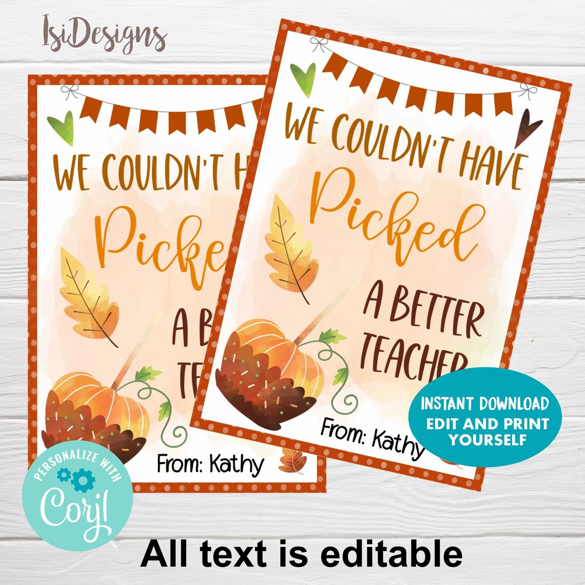 We Couldn't Have Picked a Better Teacher Fall Appreciation Tags ...