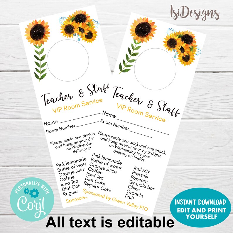 Teacher Appreciation Week Editable Bundle, Instant Download, Sunflower ...