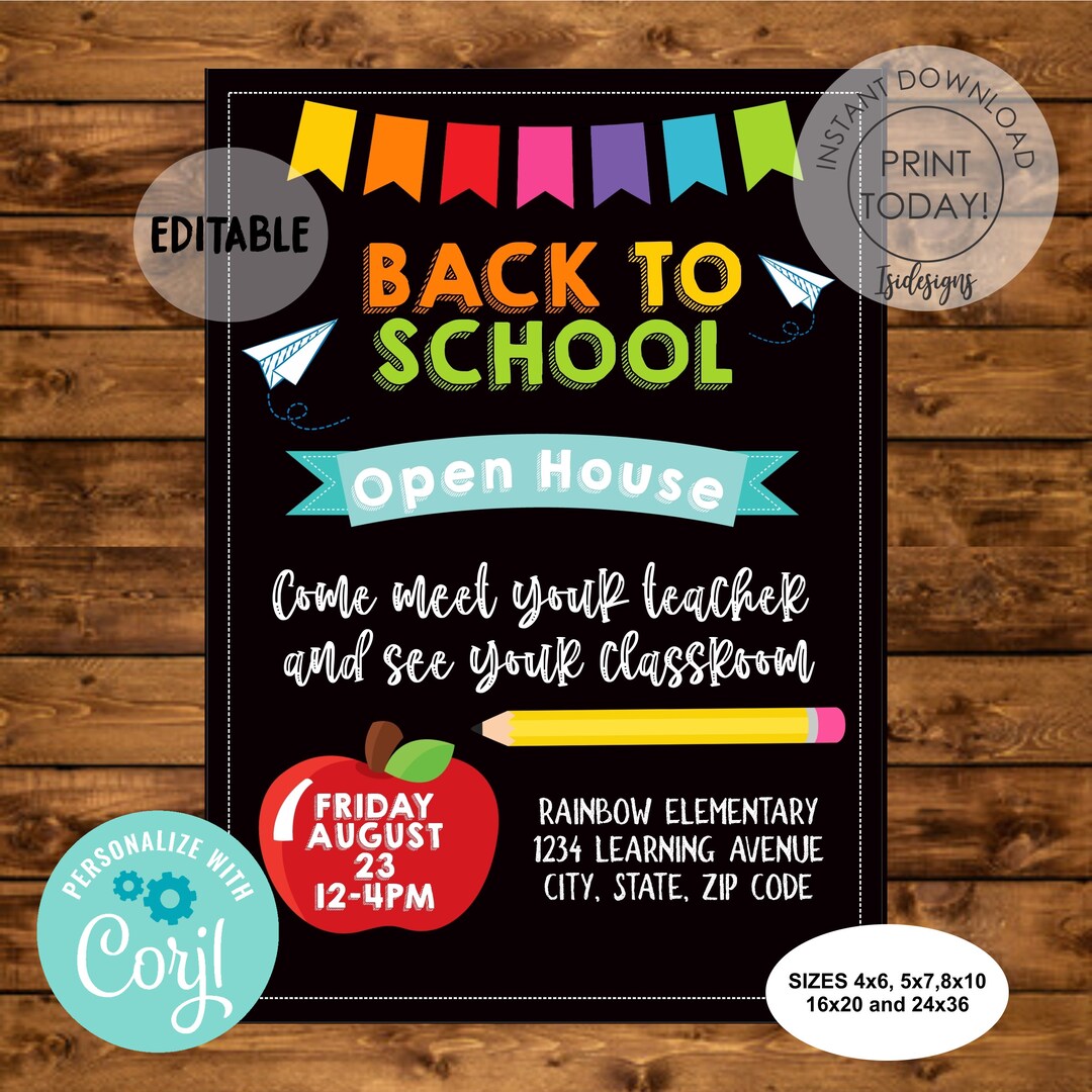 Back to School Open House Invitation, Instant Download, Editable Back ...