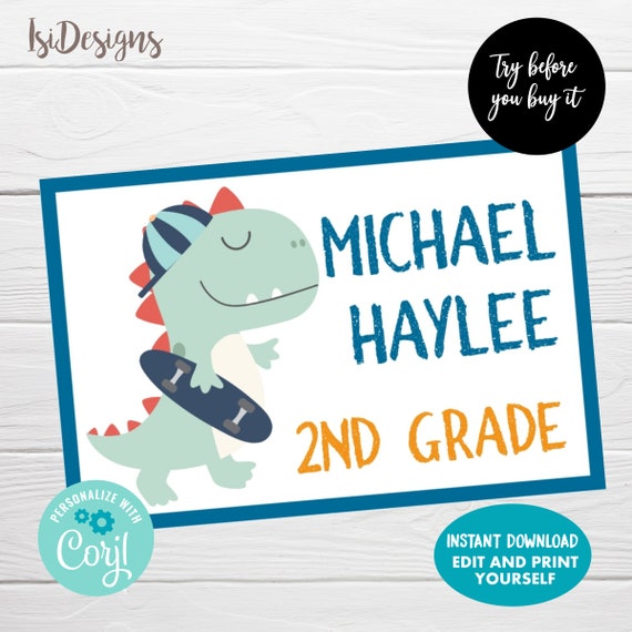 EDITABLE Back to School Dinosaur Name Labels, Classroom Supplies Labels ...