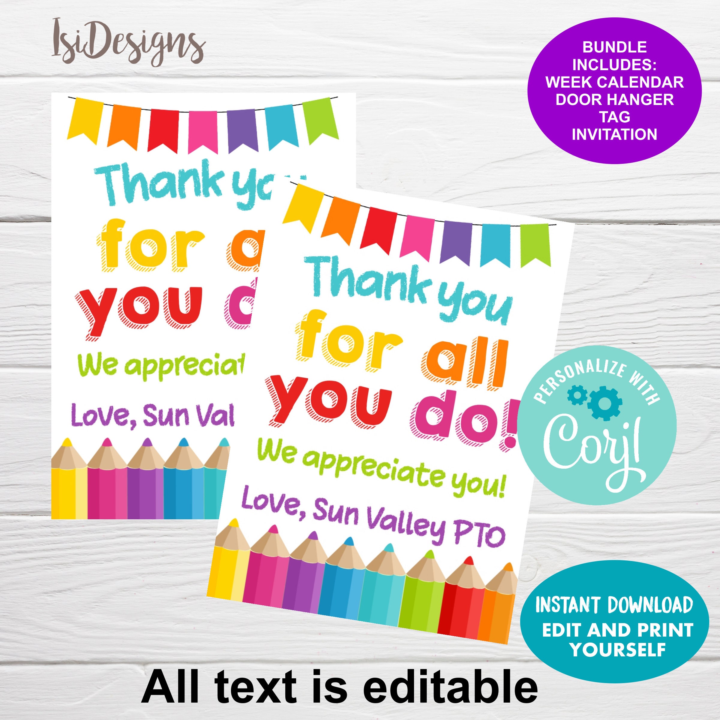 Thank You Cards PTO PTA Staff Thank You End of Year Teacher Card ...