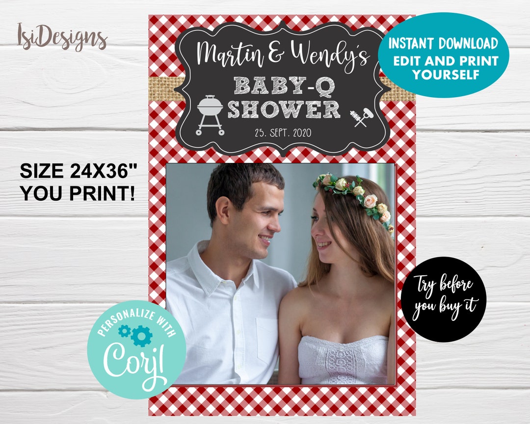 BBQ Photo Booth Frame Editable BABYQ Selfie Photo Prop - Etsy