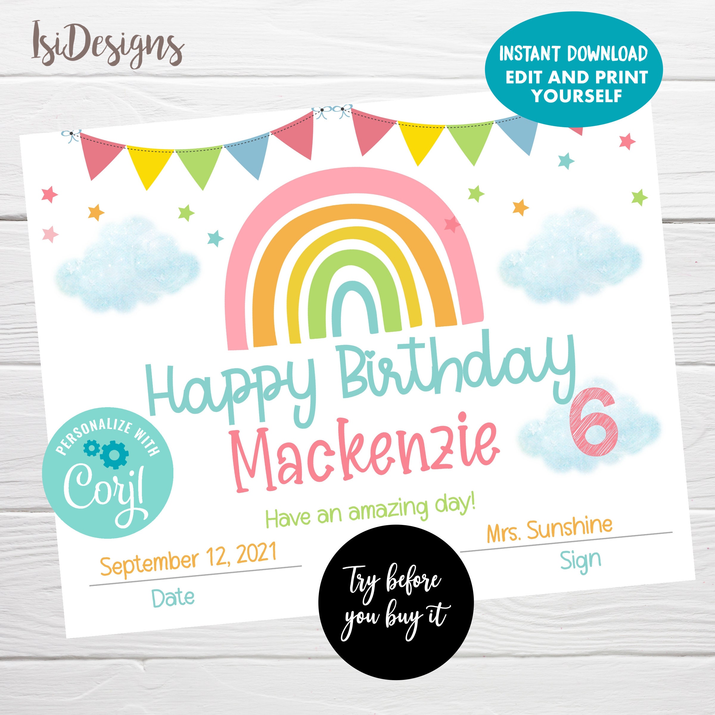 Toddler Birthday Certificates