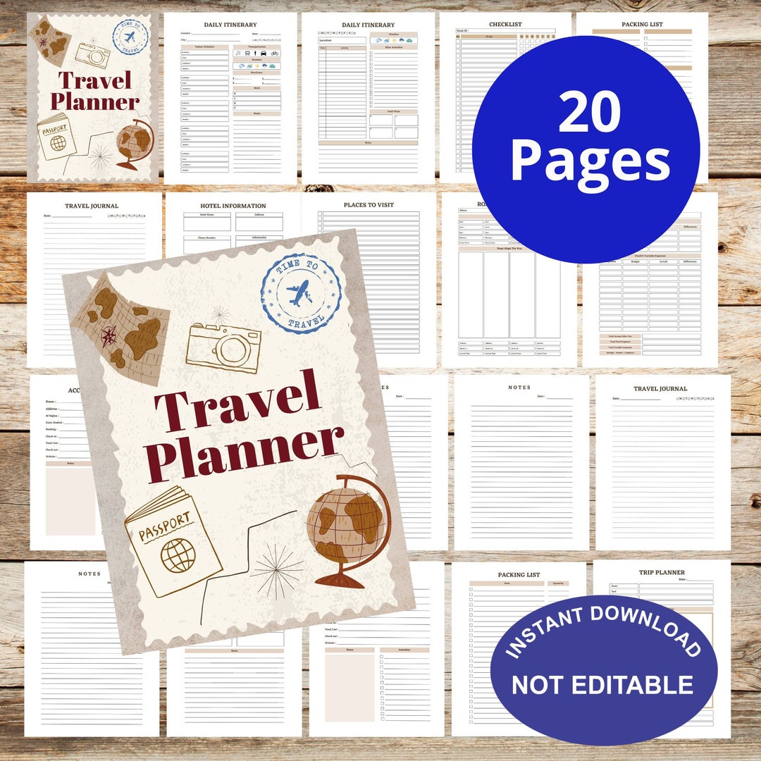 Printable Travel Planner, Trip Itinerary, Family Vacation Planner ...