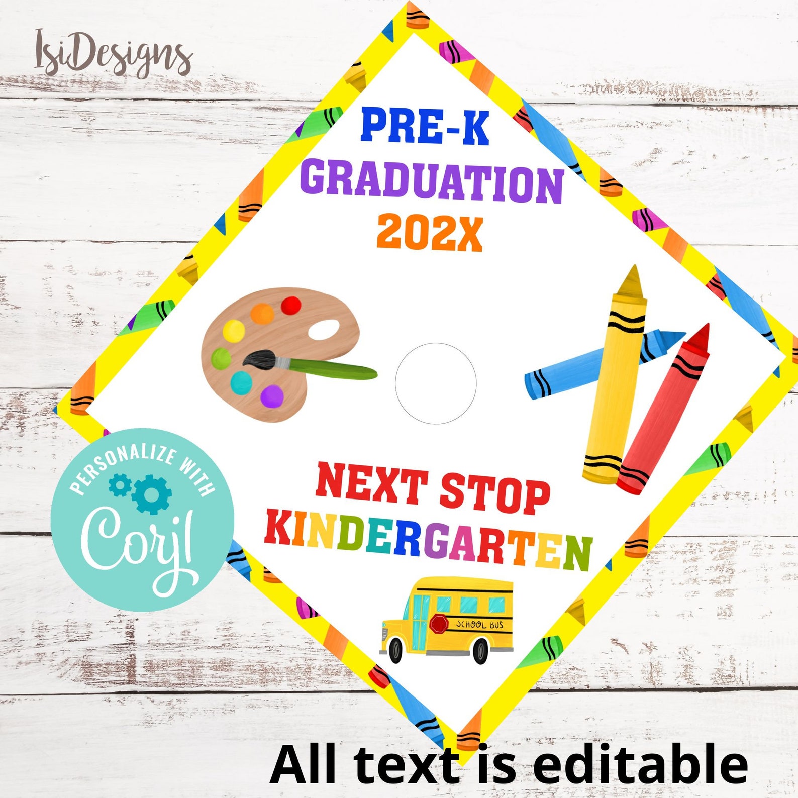 Pre-k Graduation Cap Topper, Editable Preschool Graduation Cap Template ...