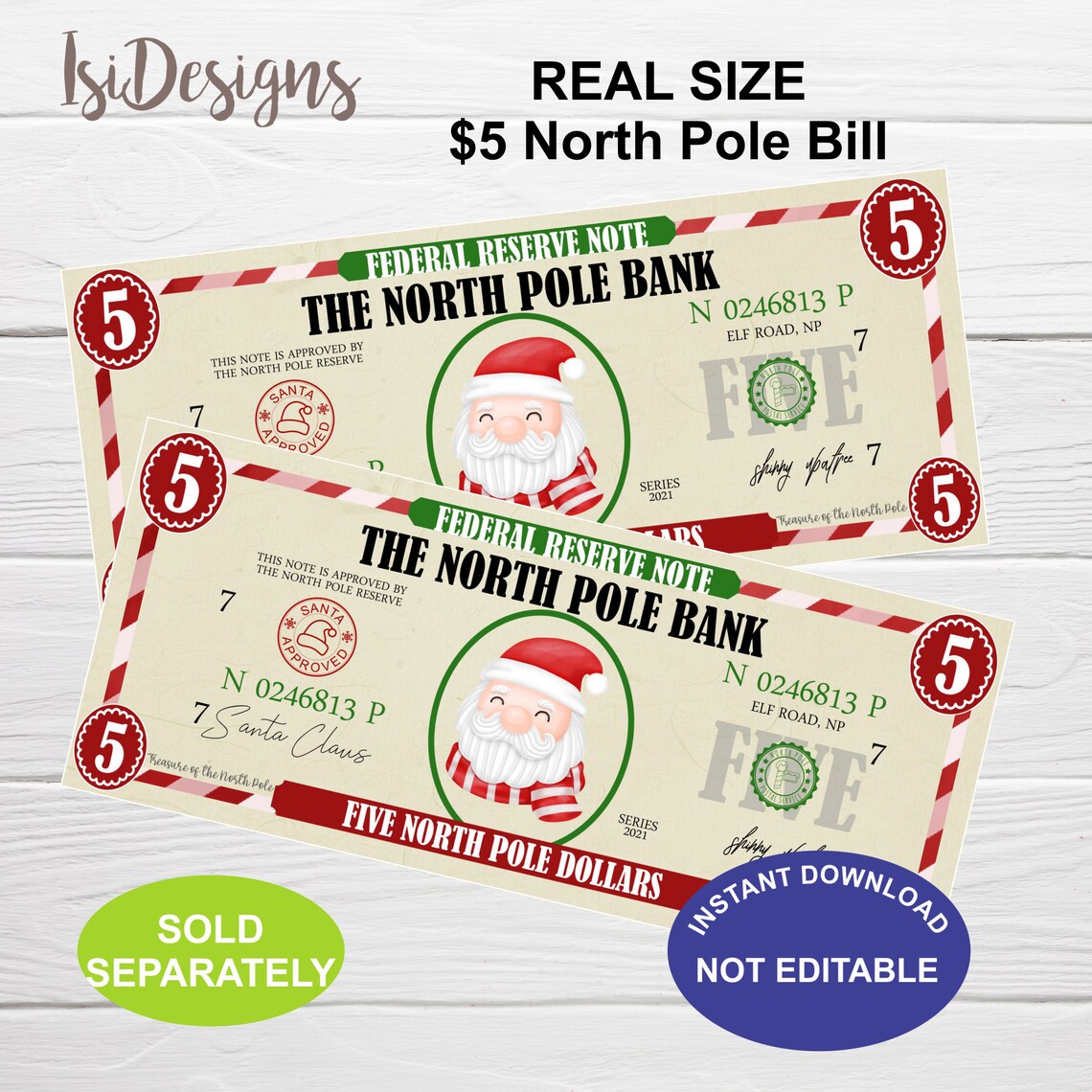 Printable North Pole Money, Instant Download, Holiday Santa Bucks, 100 ...