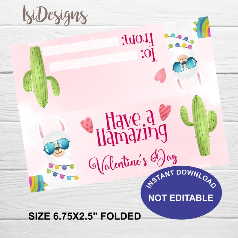 Valentine Treat Bag Toppers PRINTABLE Llama Valentine Cards | Etsy