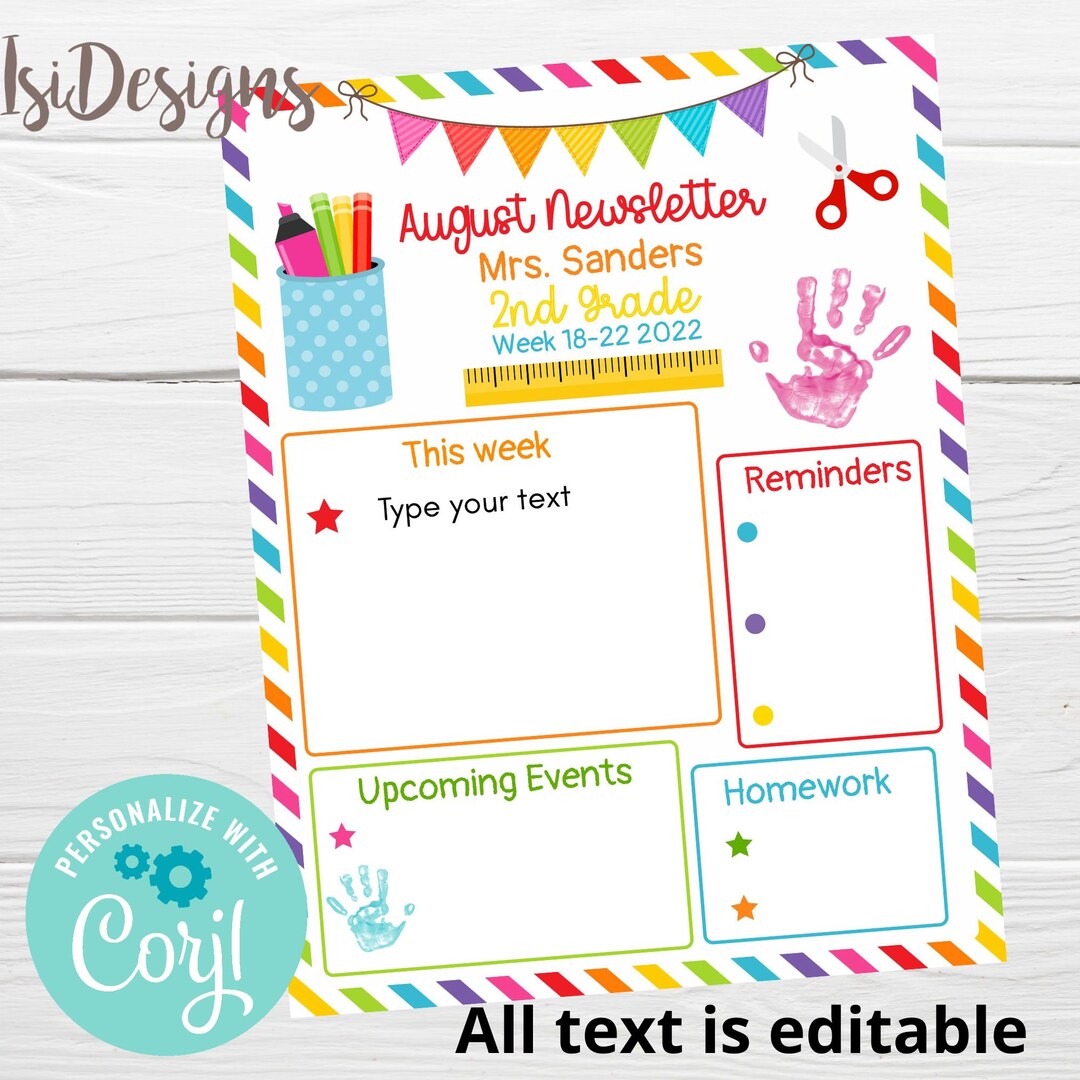 Editable Weekly Monthly Classroom Newsletter, Teacher Newsletter ...