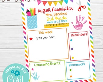 Classroom Newsletter Editable Template Monthly/weekly Class - Etsy