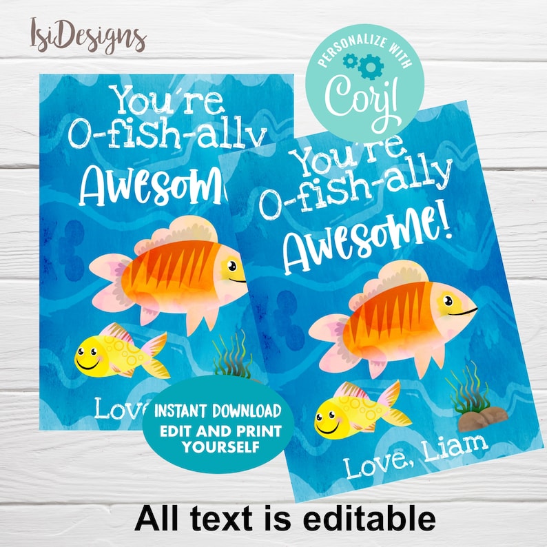 Fish Gift Tags You Are O-fish-ally Awesome Appreciation - Etsy