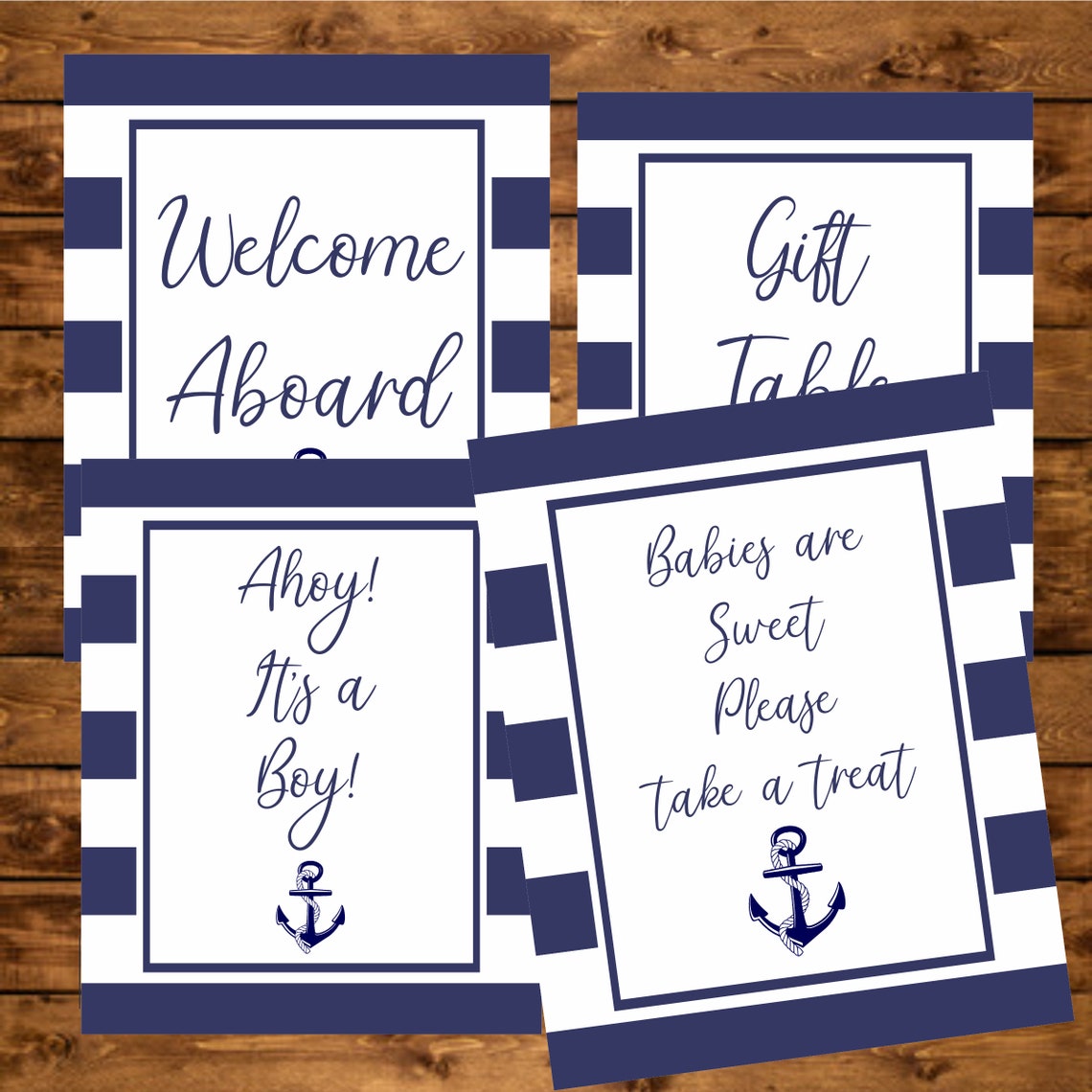 Nautical Baby Shower Signs, Printable Nautical Navy Anchor Signs ...