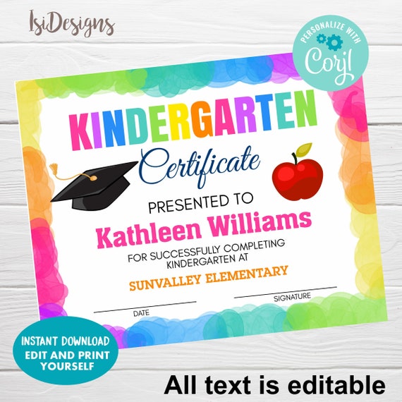 Preschool Editable Certificate, Graduation Diploma, Download ...