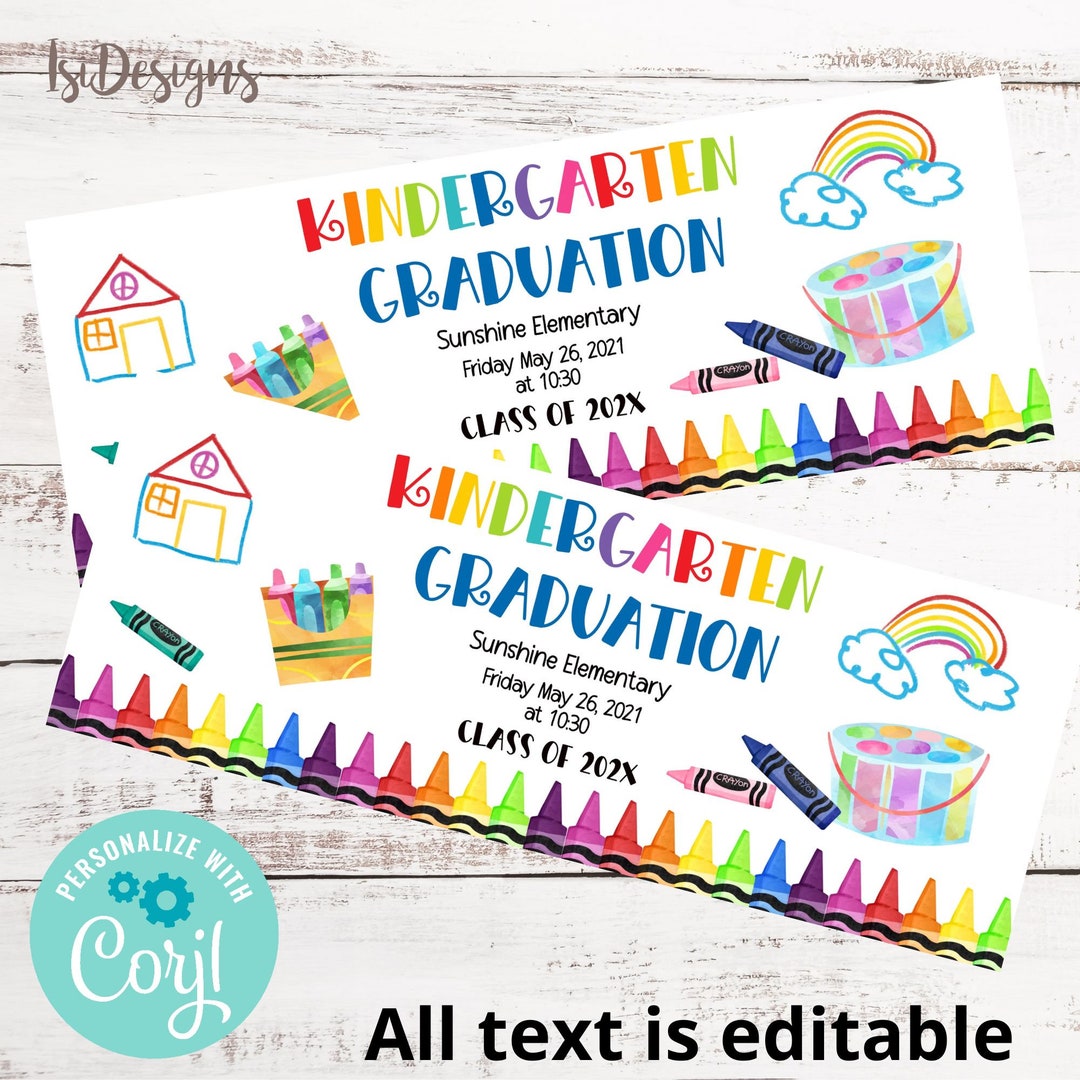 Editable Graduation Ceremony Ticket, Instant Download Pre- K ...