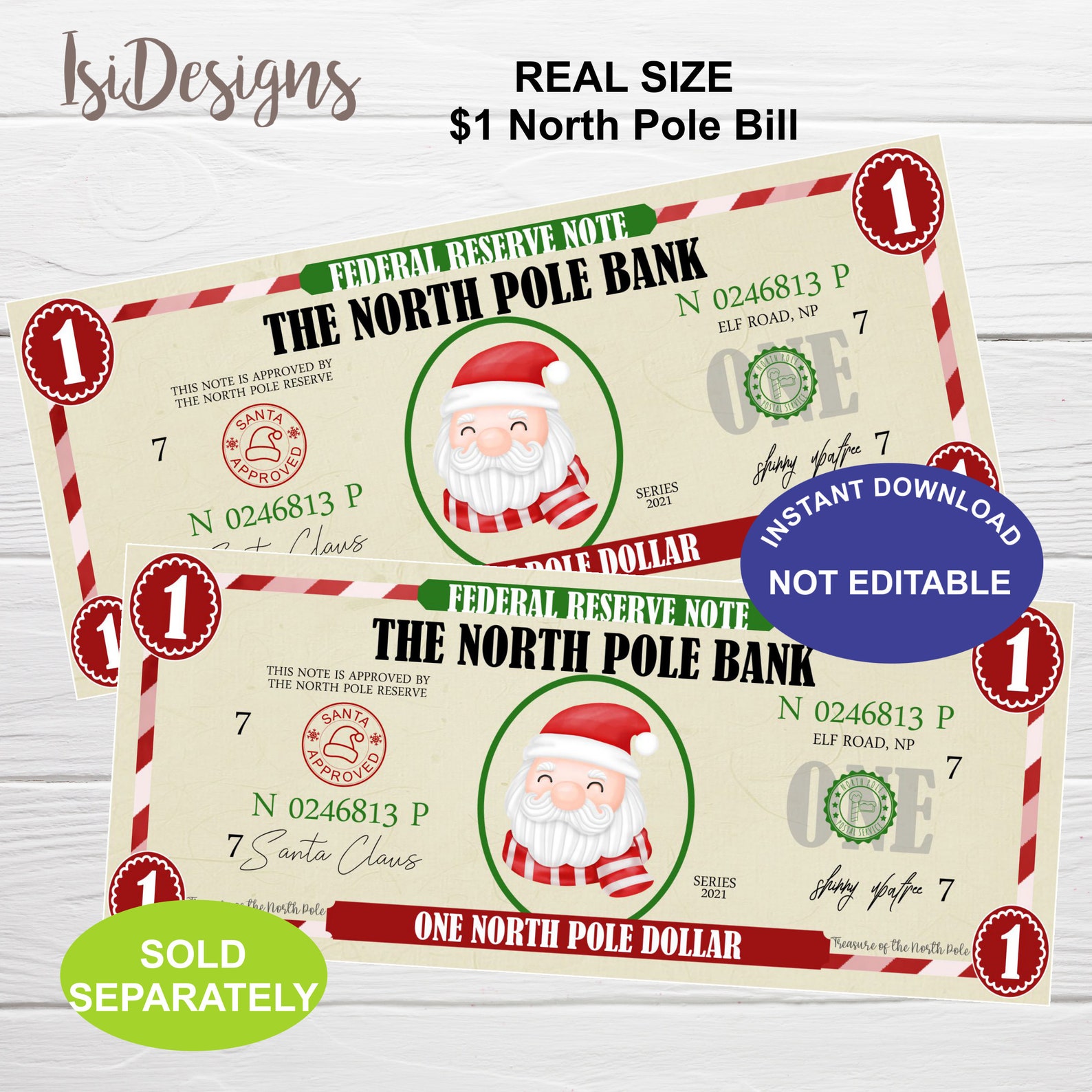 Printable North Pole Money Instant Download Holiday Santa | Etsy