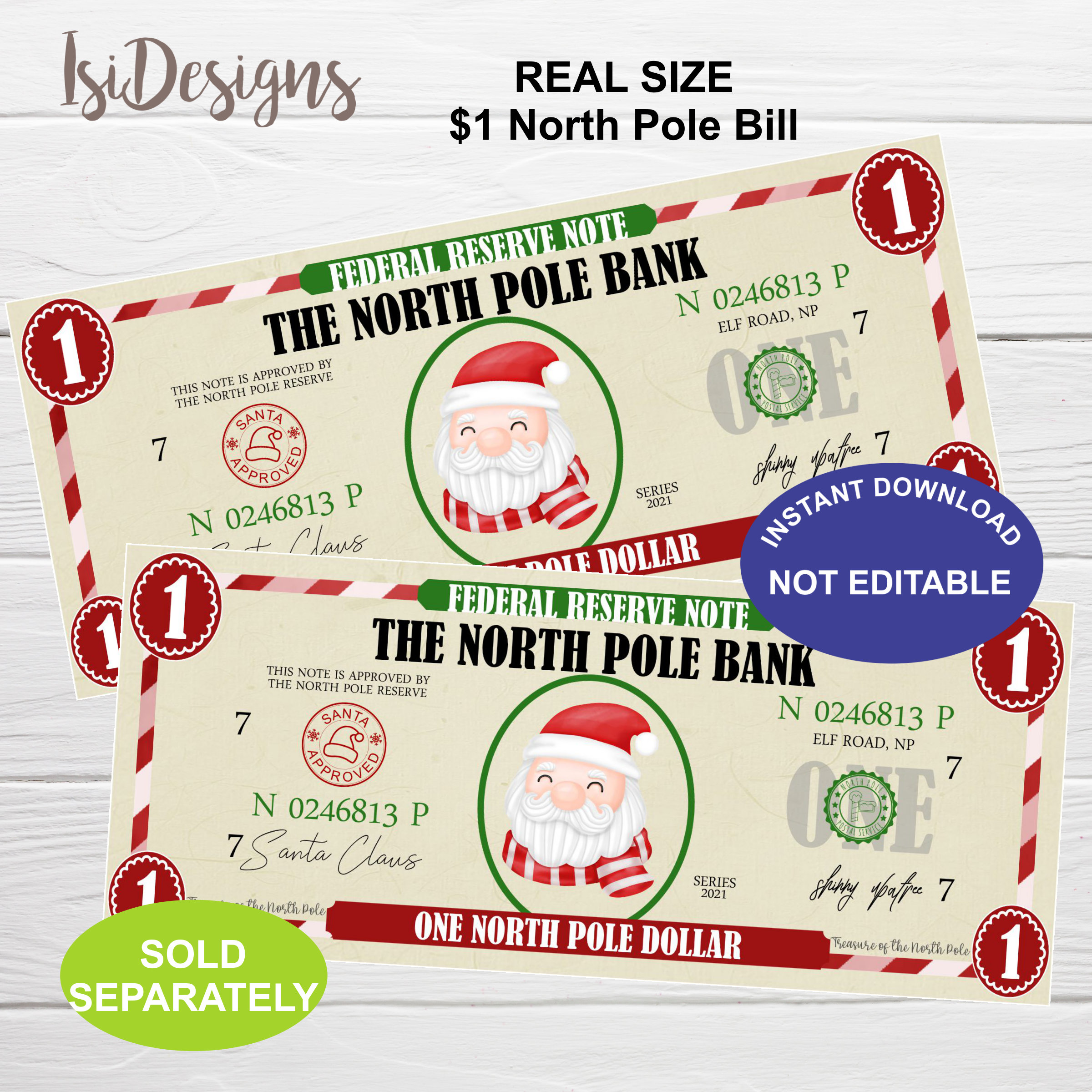 Printable North Pole Money Instant Download Holiday Santa | Etsy