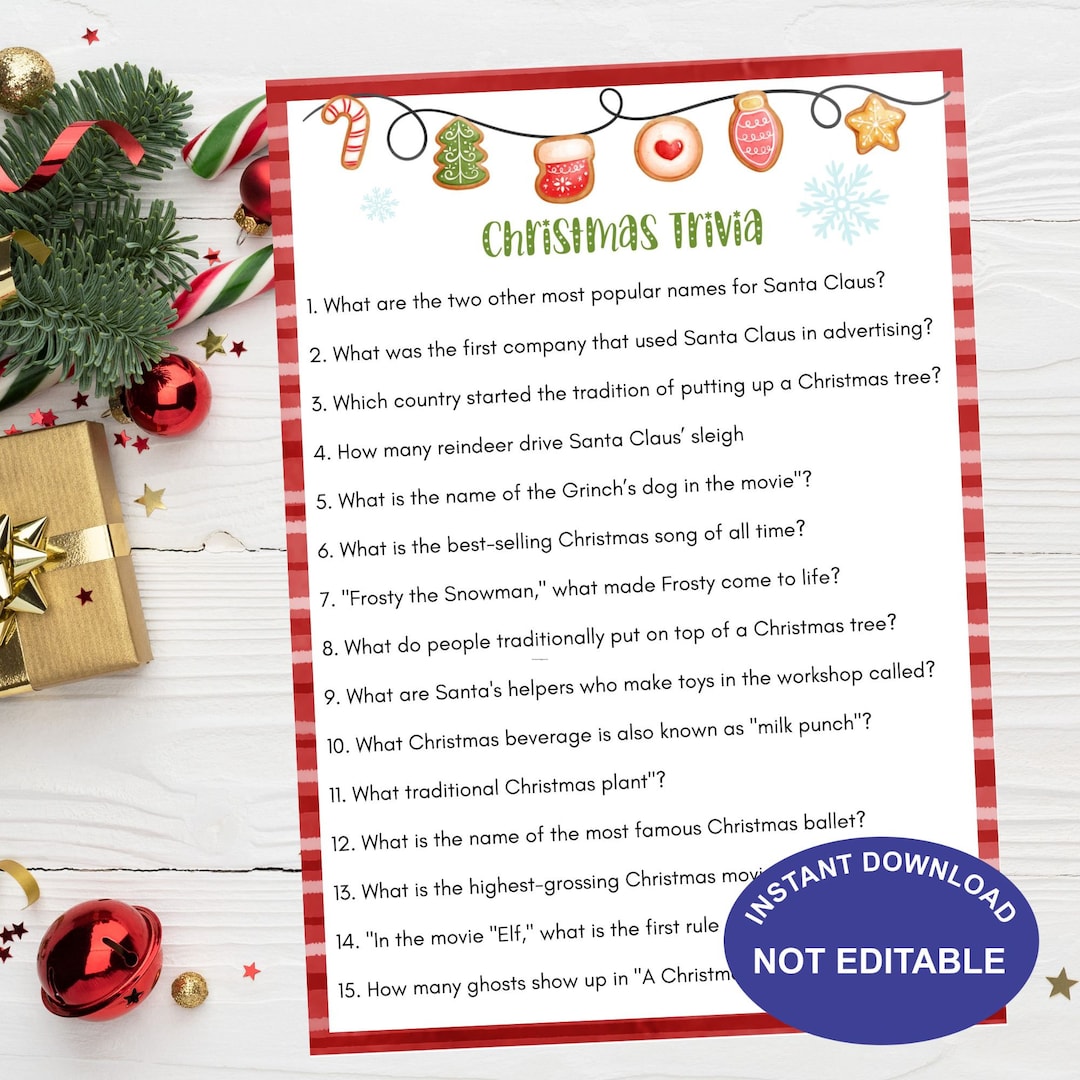 Christmas Trivia, Fun Holiday Trivia Game, Instant Download, School ...