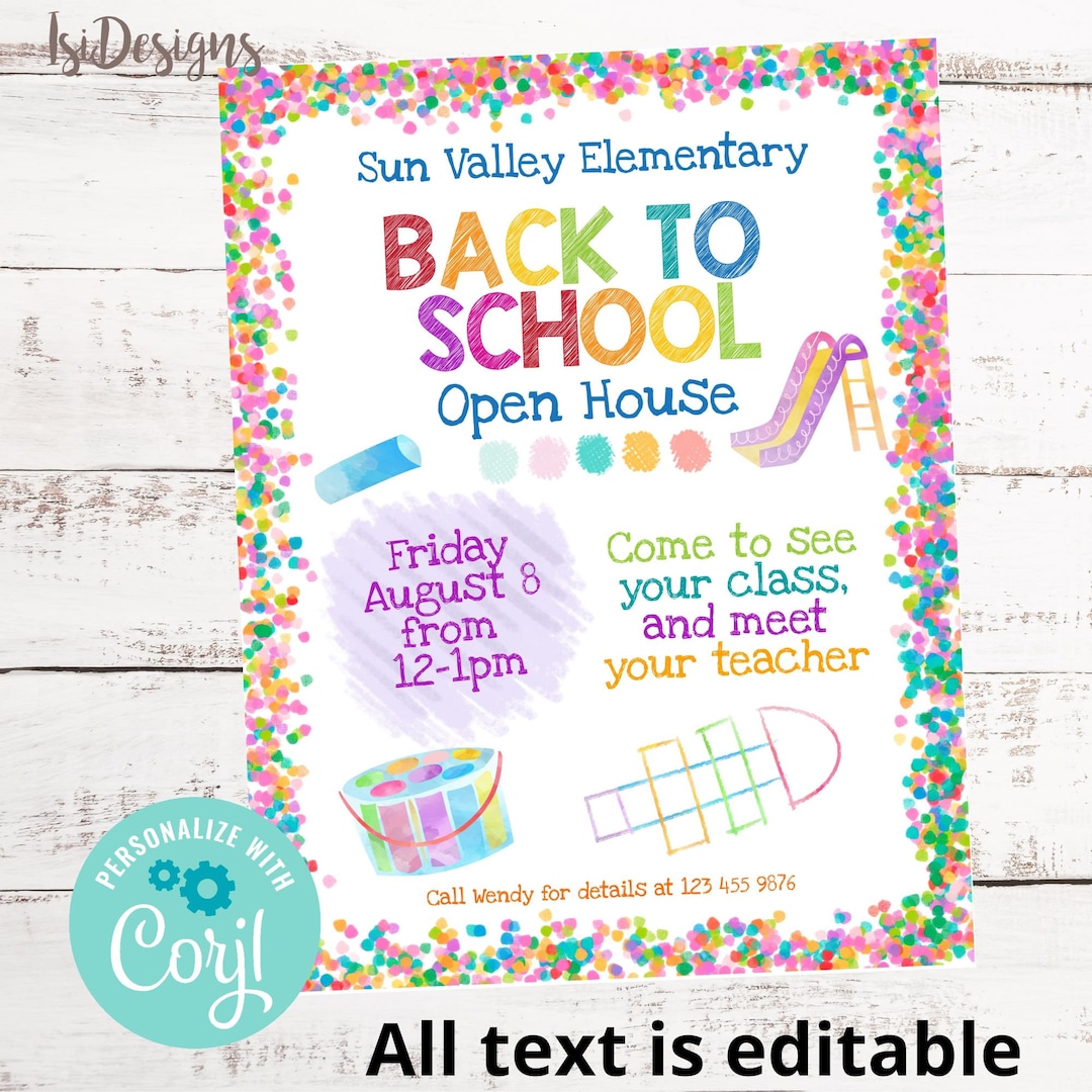 School Open House Flyer, Back to School Editable Template, PTA PTO ...