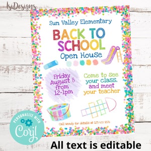 School Open House Flyer, Back to School Editable Template, PTA PTO ...