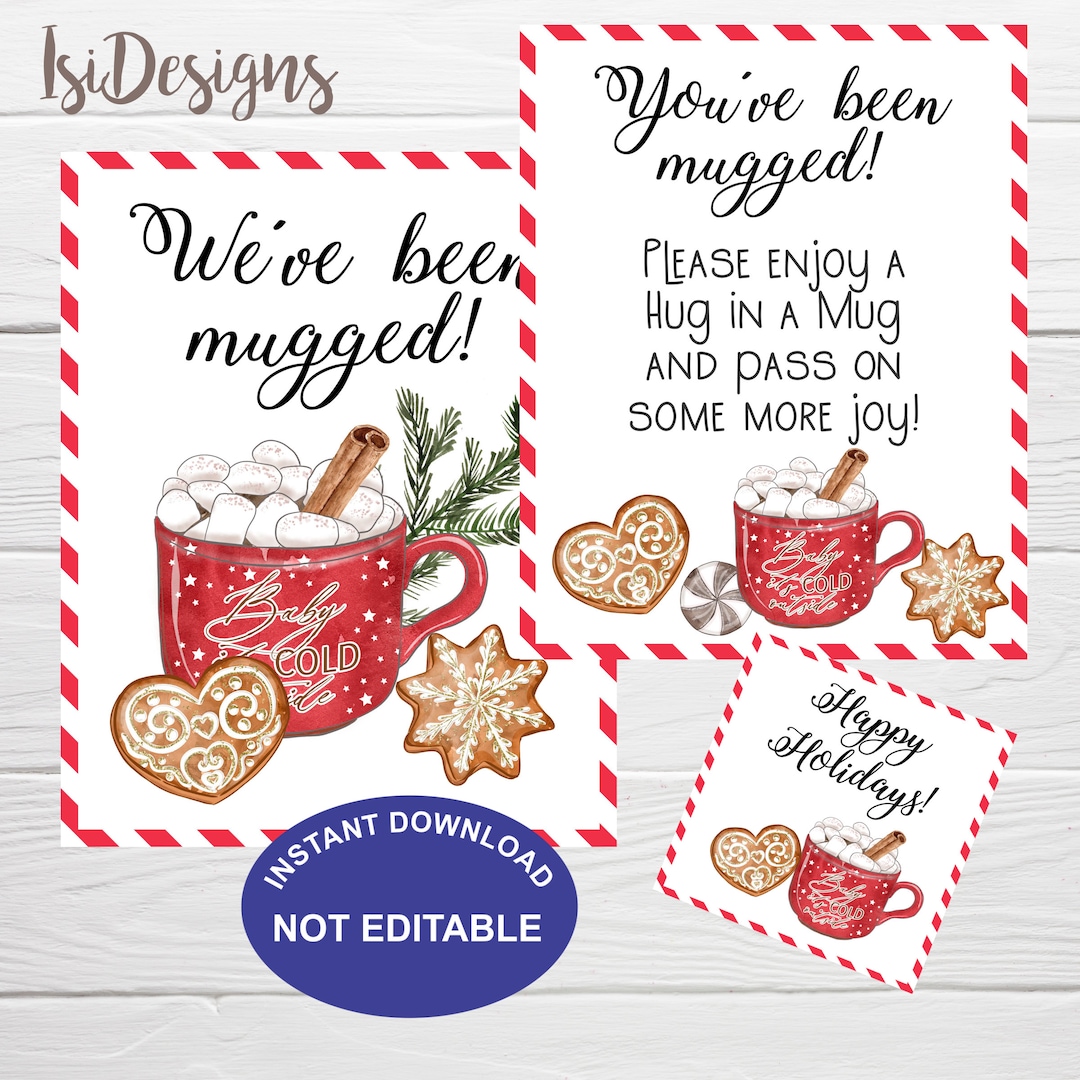 You've Been Mugged Printable Christmas Set, Instant Download Printable ...
